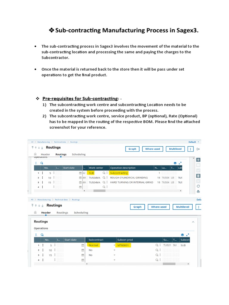 Subcontracting Manufacturing Process in Sagex3 | PDF | Subcontractor ...