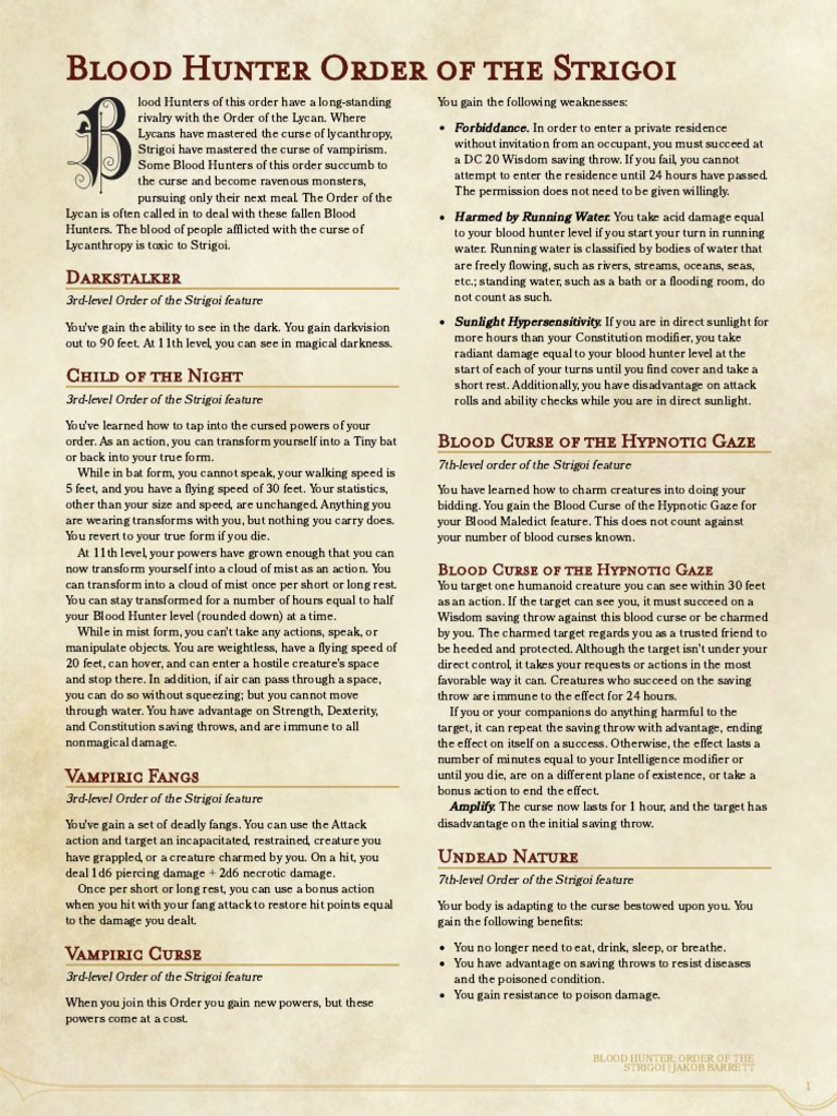 Blood Hunter Order of The Strigoi: Darkstalker | PDF | Werewolves