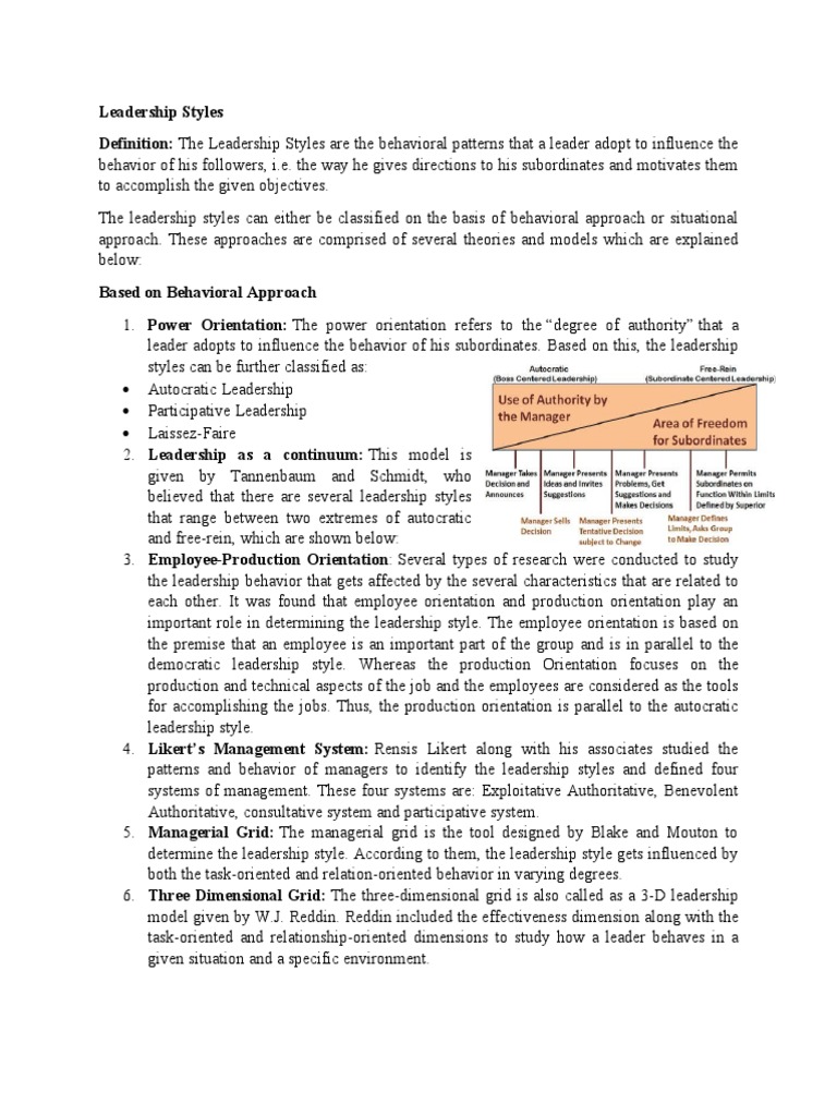 Leadership Styles Definition: The Leadership Styles Are The Behavioral ...