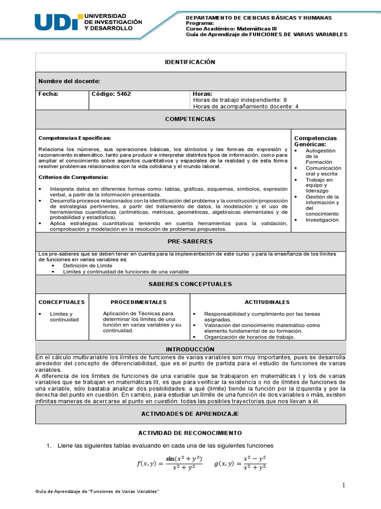 3 GA Límites | PDF | Enseñanza de matemática | Cálculo multivariable
