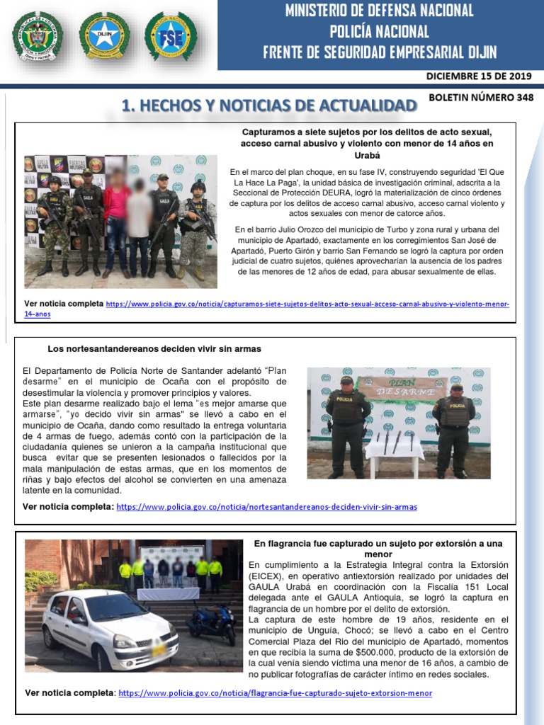 BOLETIN INFORMATIVO POLICIAL No. 348 15.12.2019 | PDF | Policía ...