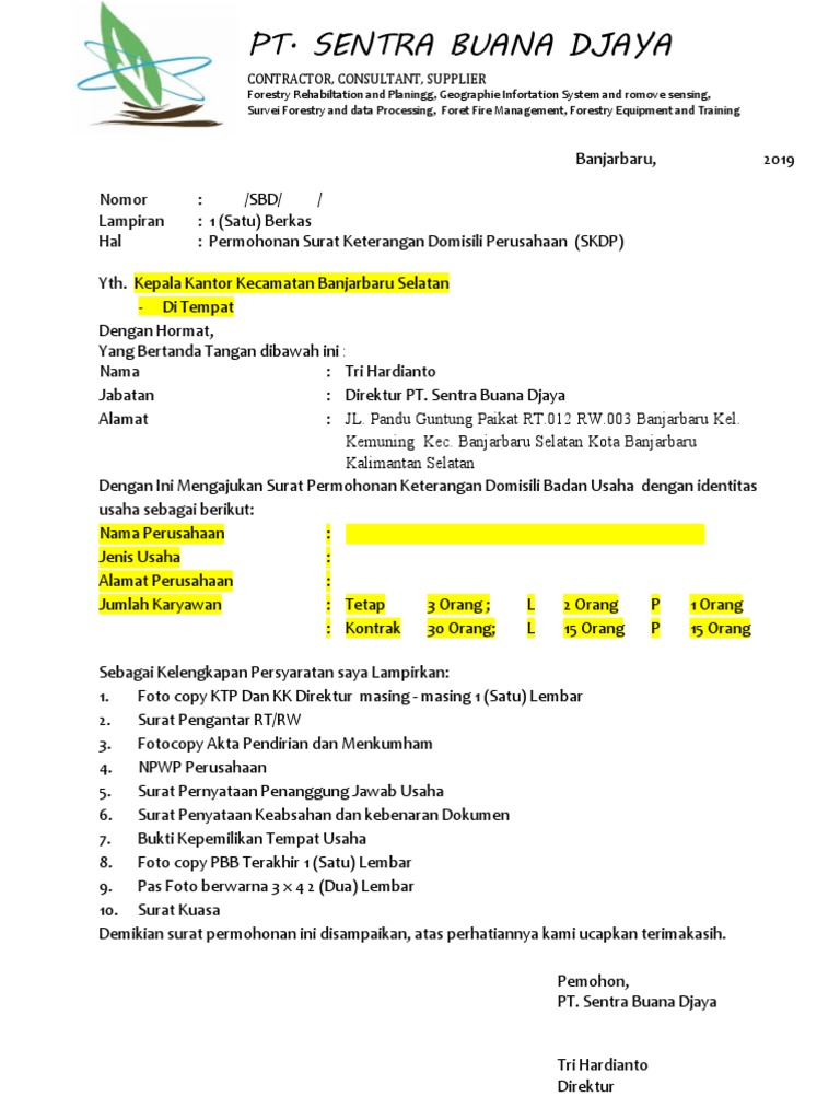 Surat Permohonan SKDP | PDF