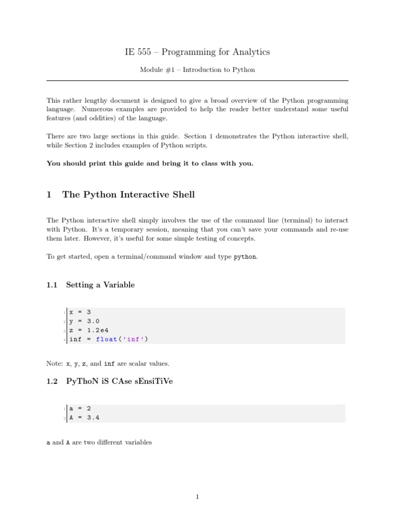 Introduction to Python: A Guide to the Python Programming Language for Analytics | PDF | Boolean ...