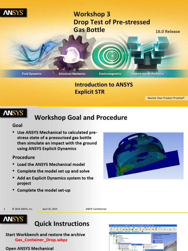 Workshop 3 Drop Test of Pre-Stressed Gas Bottle: Introduction To ANSYS ...