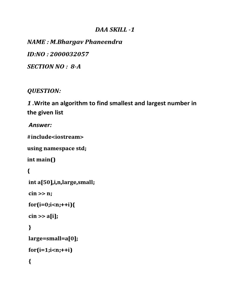 Daa Skill-1 | PDF | Numbers | Mathematical Logic