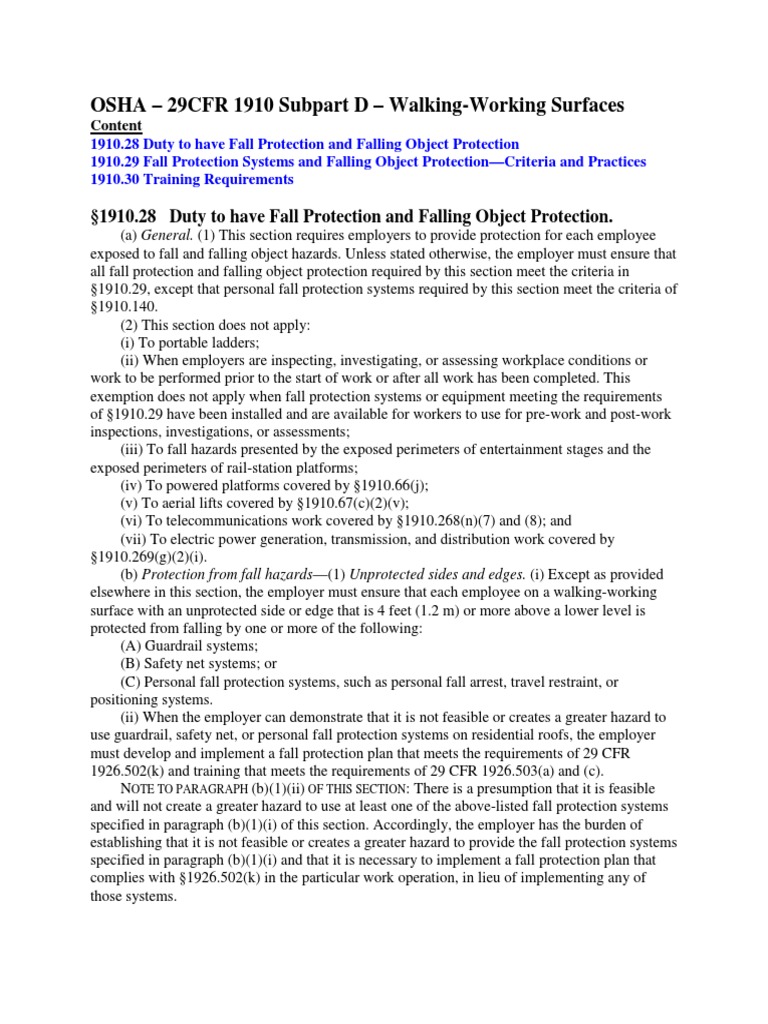 OSHA Fall Protection Regulations Overview | PDF | Stairs