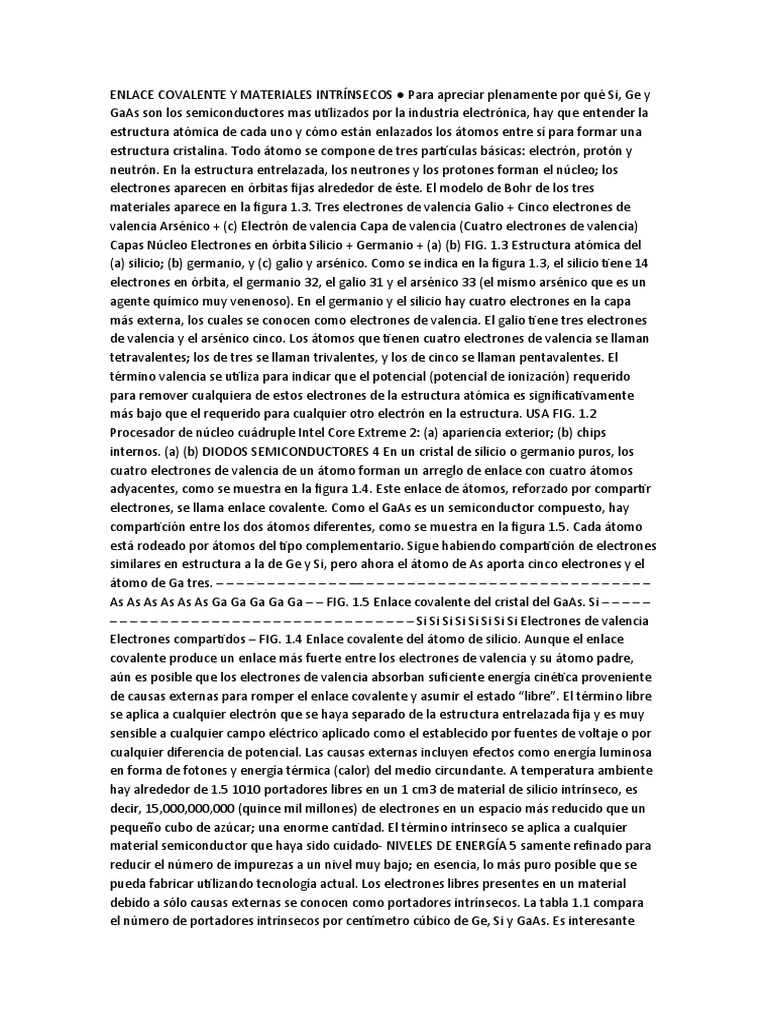 ENLACE COVALENTE Y MATERIALES INTRÍNSECOS | PDF | Semiconductores ...