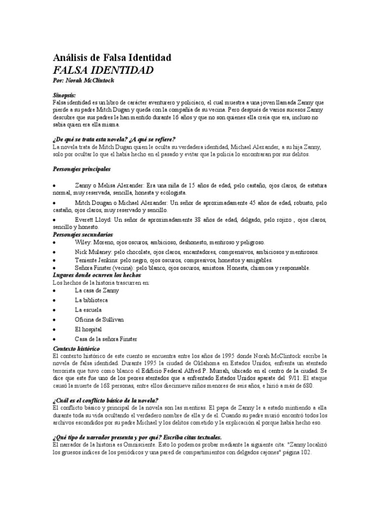 Análisis De Falsa Identidad Pdf