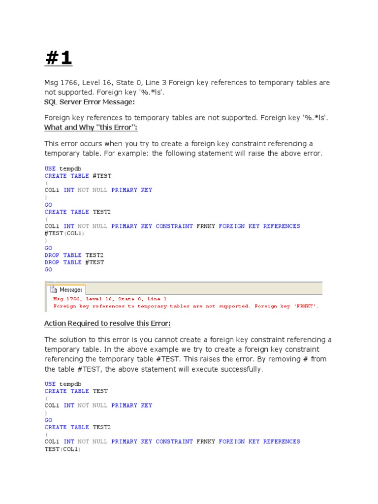 SQL Server Error Message: What and Why "This Error" | PDF | Database ...