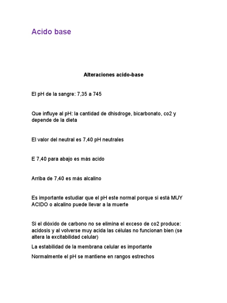 Acido Base Resumen | PDF | Ácido | Solución tampón