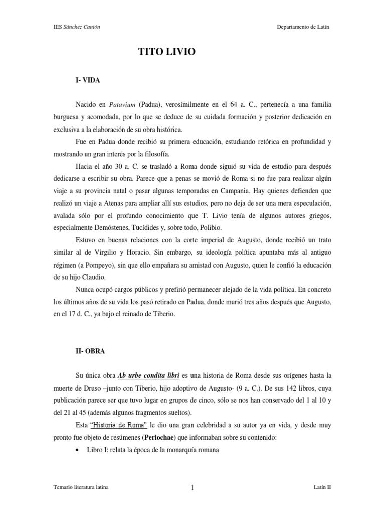 Tito Livio | PDF | Augusto | Roma antigua