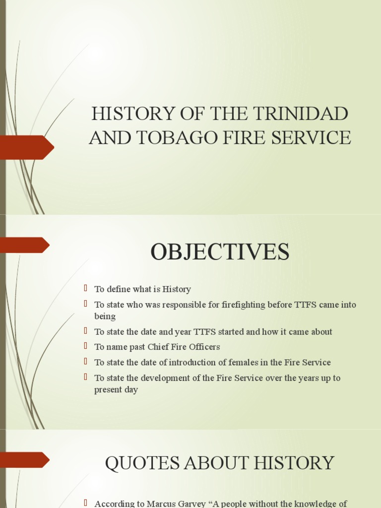 History of The Trinidad and Tobago Fire Service 1 | PDF | Firefighter ...