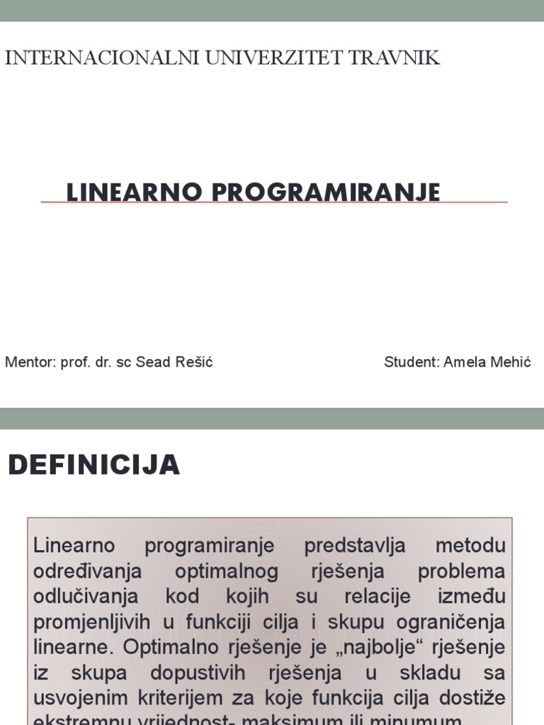 LINEARNO PROGRAMIRANJE - Prez. | PDF