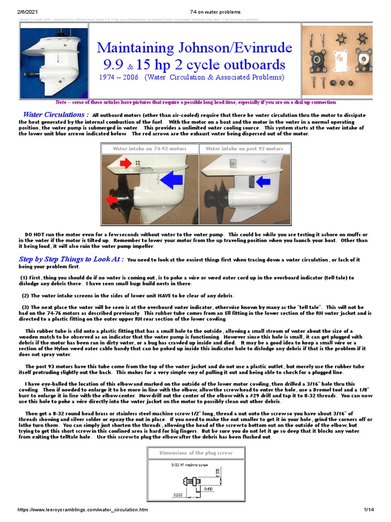 Johnson Evinrude Water Circulation Repairs | PDF | Pump | Screw