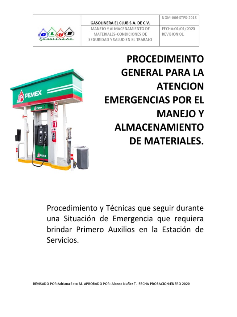 procedimiento general para la atención a emergencias por el manejo y almacenamiento de ...