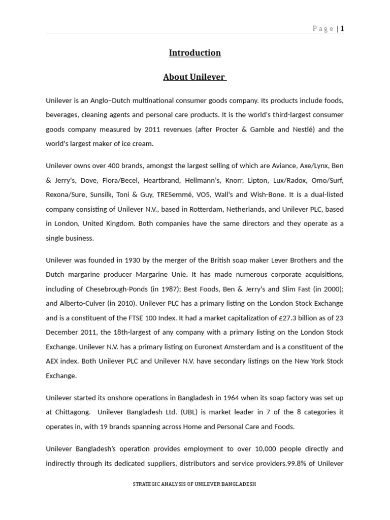 Unilever | PDF | Unilever | Strategic Management
