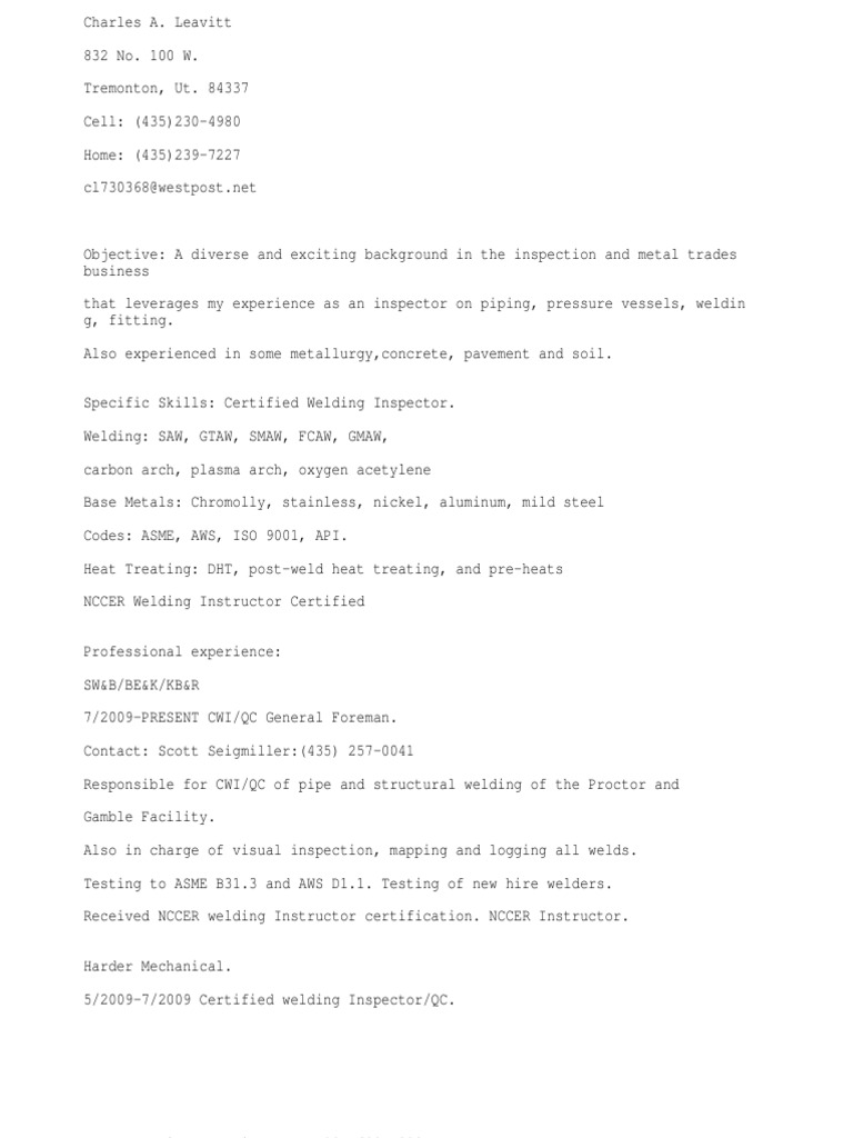 Certified Welding Inspector or CWI or Special Inspector | PDF | Welding ...