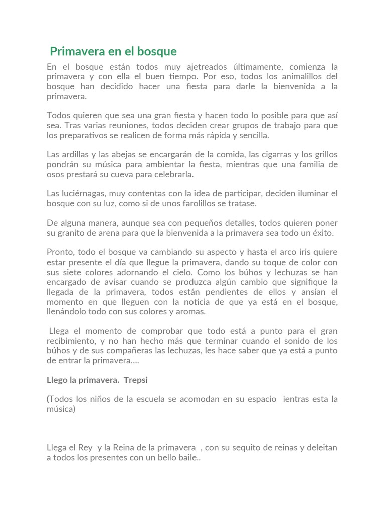 Cuento Primavera para Festival | PDF