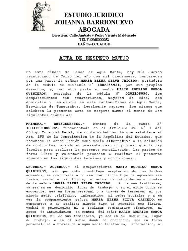 Acta de Respeto Mutuo | PDF | Gobierno | Justicia