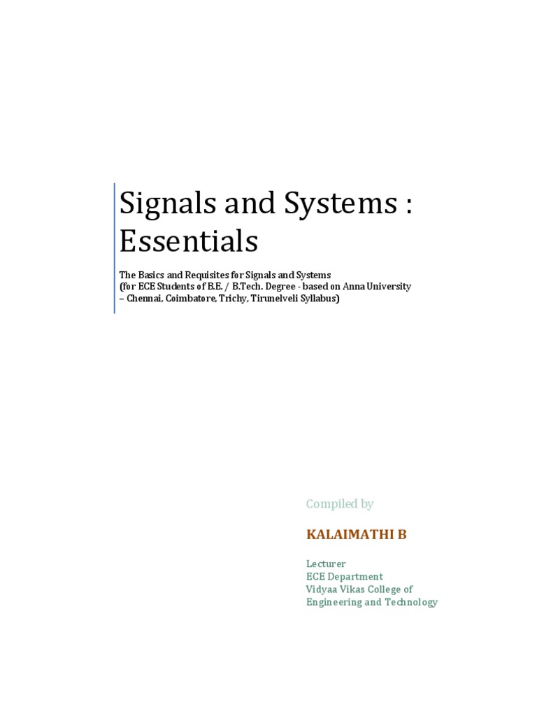 Signals and Systems Essentials Guide | PDF | Laplace Transform ...
