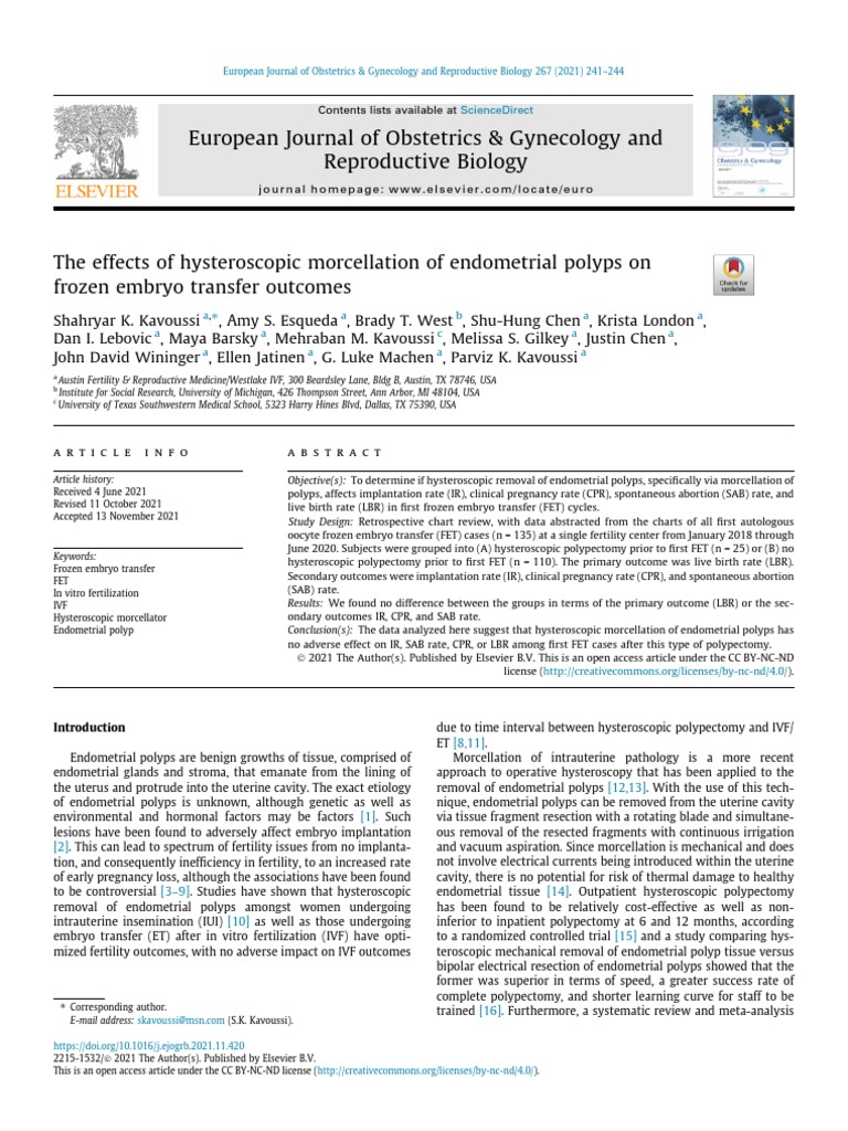 The Effects of Hysteroscopic Morcellation of Endometrial Polyps On ...