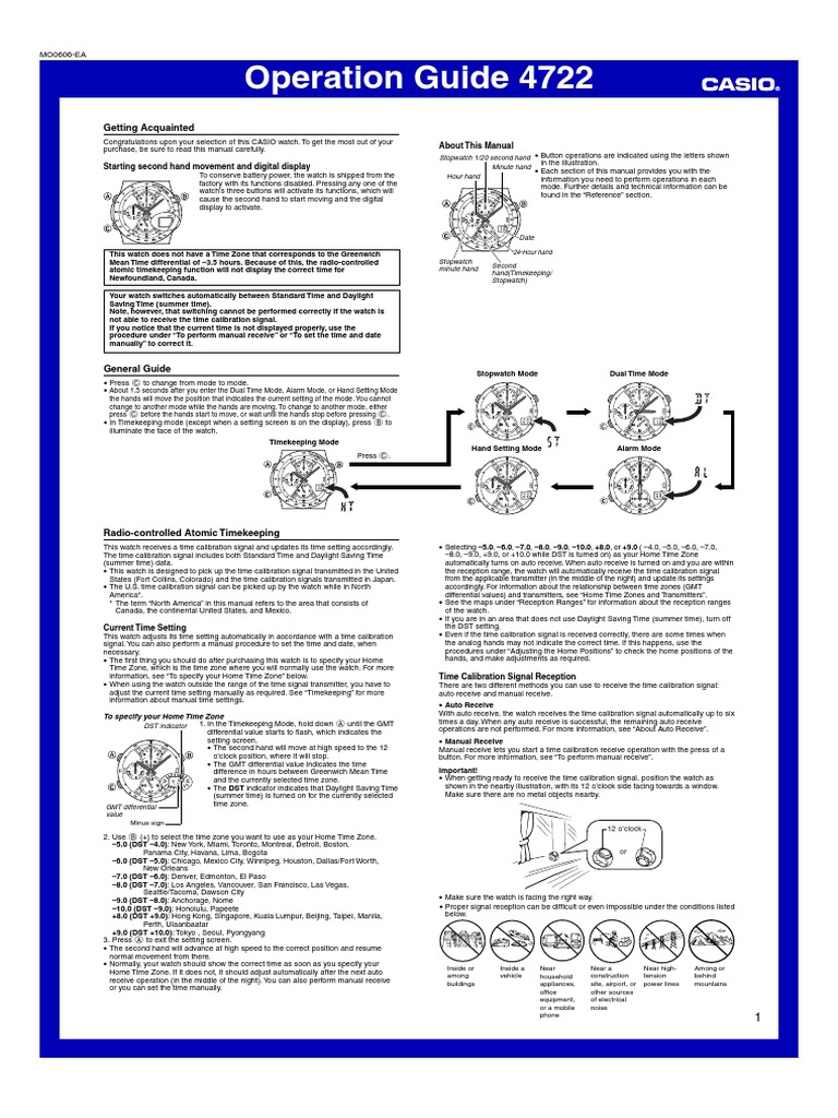 Manual del Casio Wave Ceptor 4722 | PDF | Tiempo espacial
