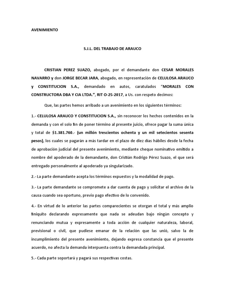 Avenimiento O-25-2017 | PDF