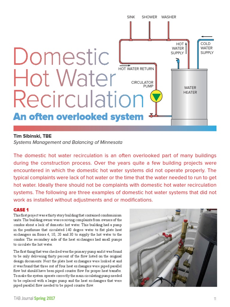 Domestic Hot Water Recirculation | PDF | Water Heating | Pump