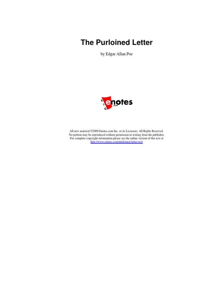 Edgar Allan Poe - The Purloined Letter | PDF | Edgar Allan Poe | C ...