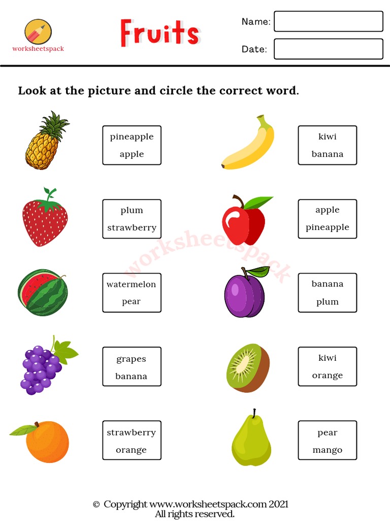 Wo RKSH Eetspac K: Look at The Picture and Circle The Correct Word | PDF