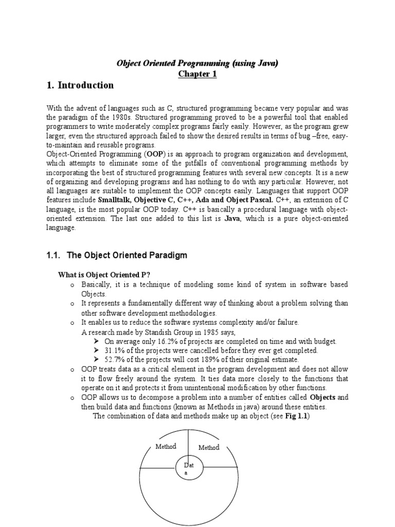 Object Oriented Programming Using Java Pdf Object Oriented 