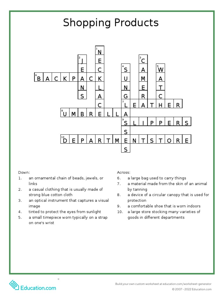 Worksheet Answerkey Shopping District | PDF