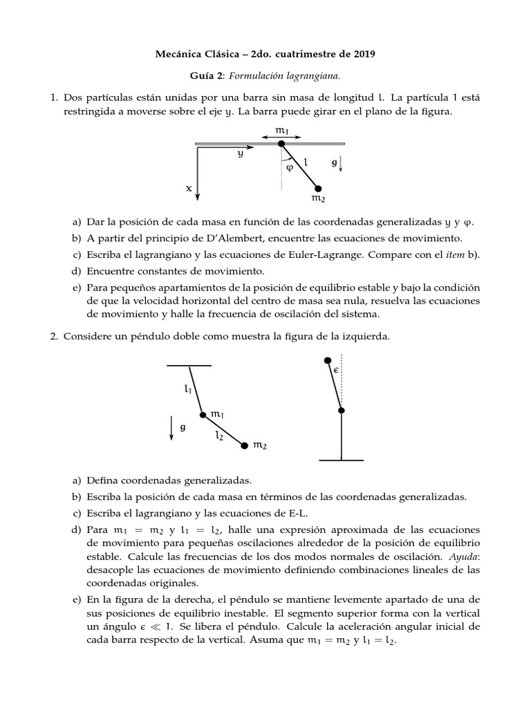 Mecanica Clasica 2019 2c Guia 2 | PDF | Péndulo | Esfera
