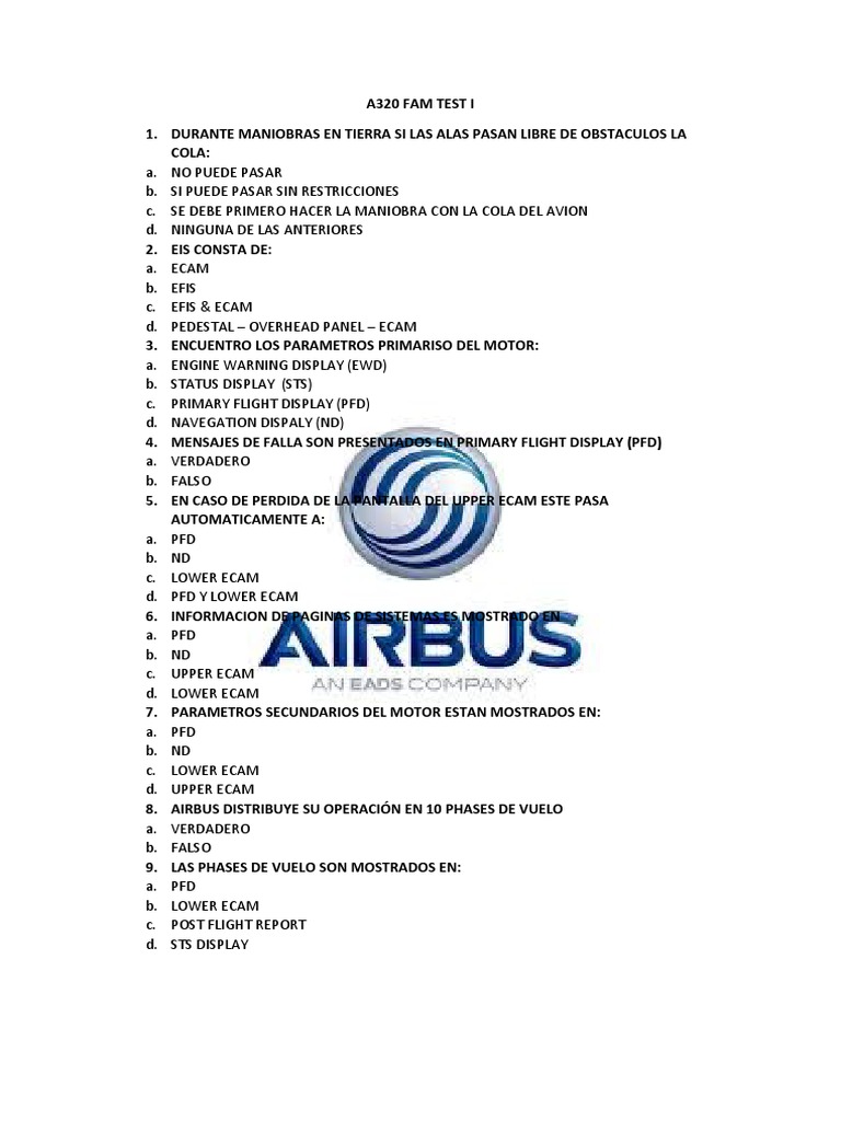 Test Familiarización A320 | PDF | Automatización | Vehículos