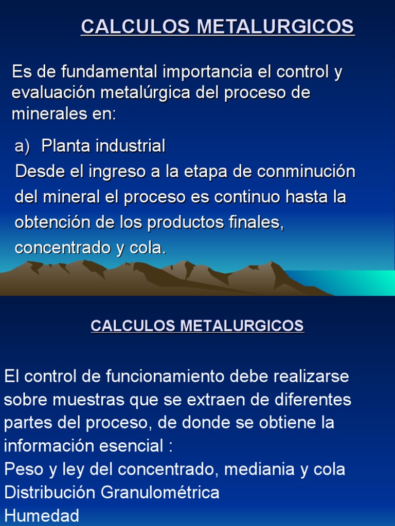 Calculos Metalurgicos | PDF | Mineral | Minerales