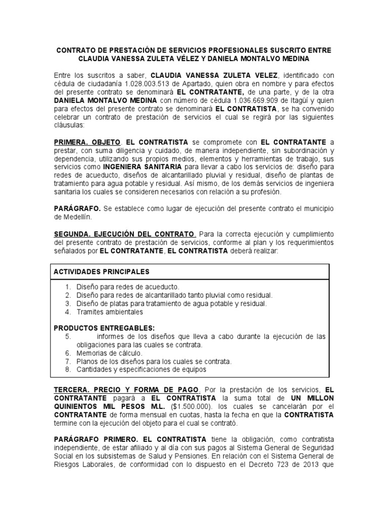 CONTRATO DE PRESTACION DE SERVICIOS CLAUDIA VANESSA Y DANIELA MONTALVO ...