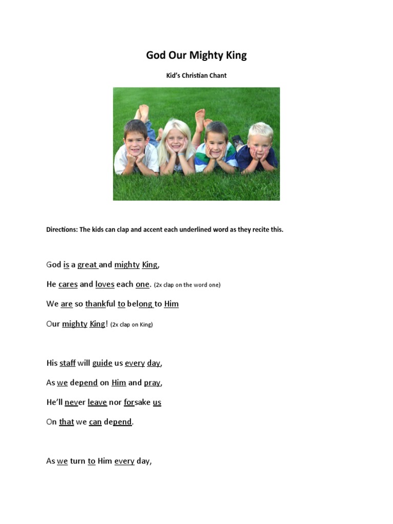 Kids' Chant: God Our Mighty King | PDF