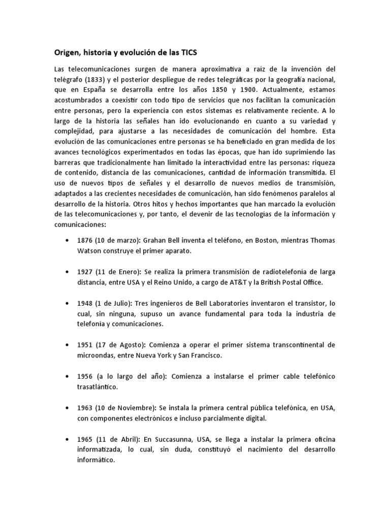 Evolución de Las Tics en Las Últimas Décadas | PDF | Tecnología de ...