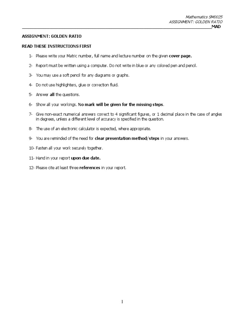 Group Assignment Golden Ratio | PDF | Mathematics | Ratio