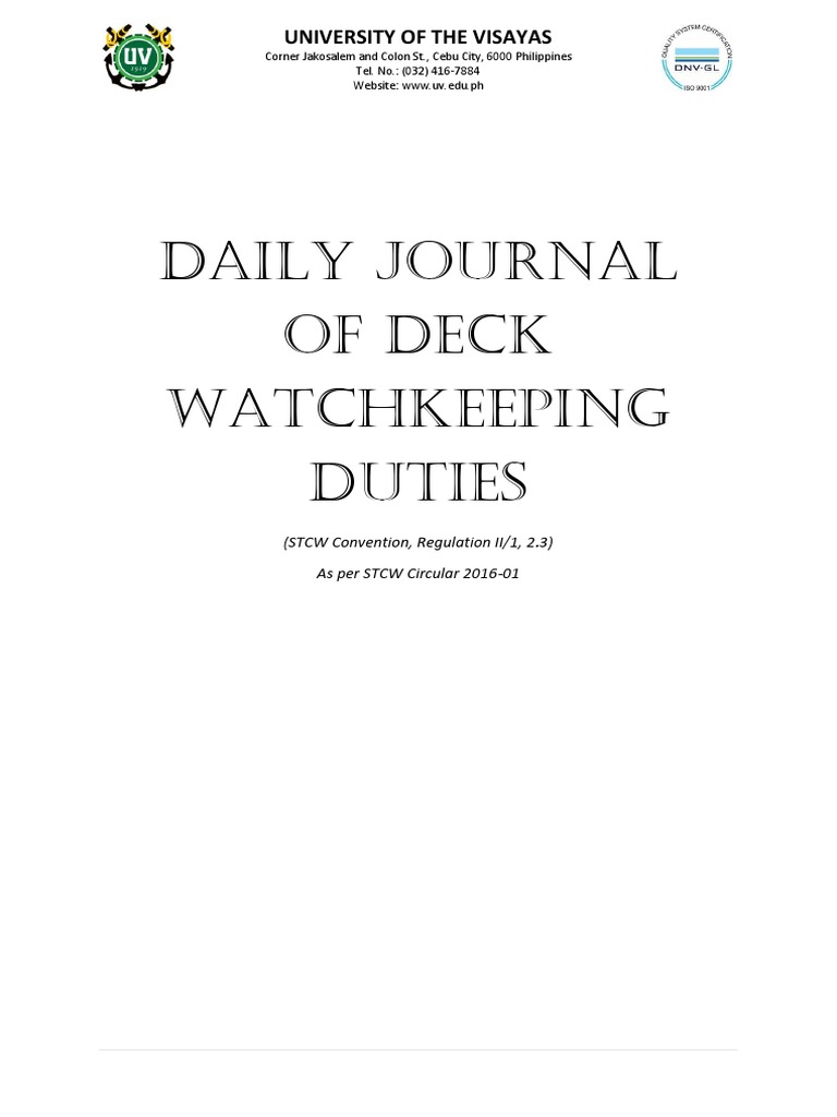 Deck Watchkeeping Journal New | PDF | Ships | Transport
