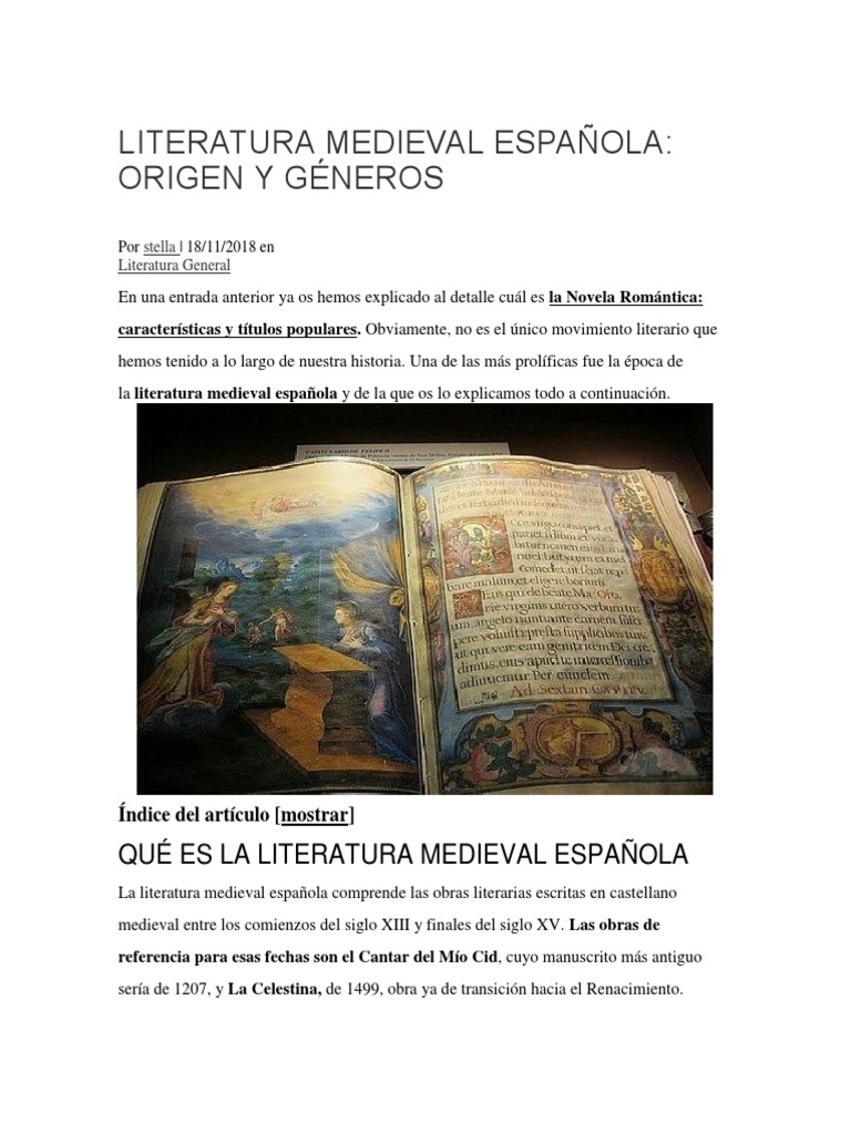 Literatura Medieval Española: Orígenes y Géneros | PDF | Novelas ...