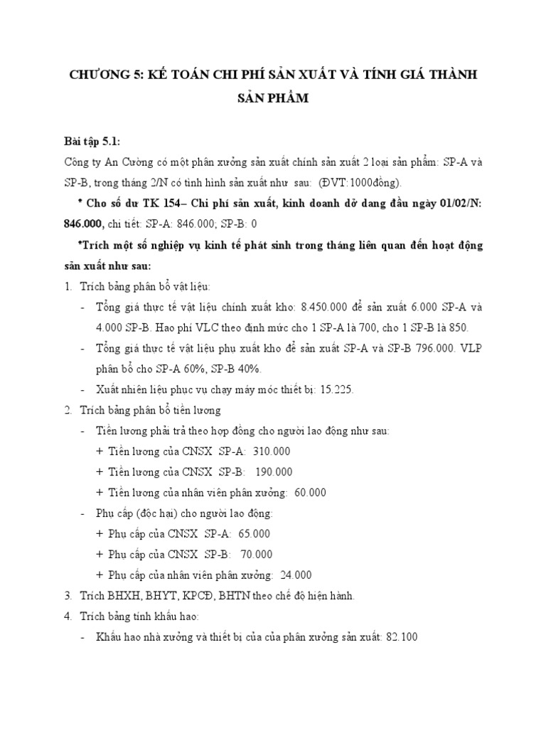 Bai Tap KTTC1 - Chuong 5 - Chuong7 | PDF