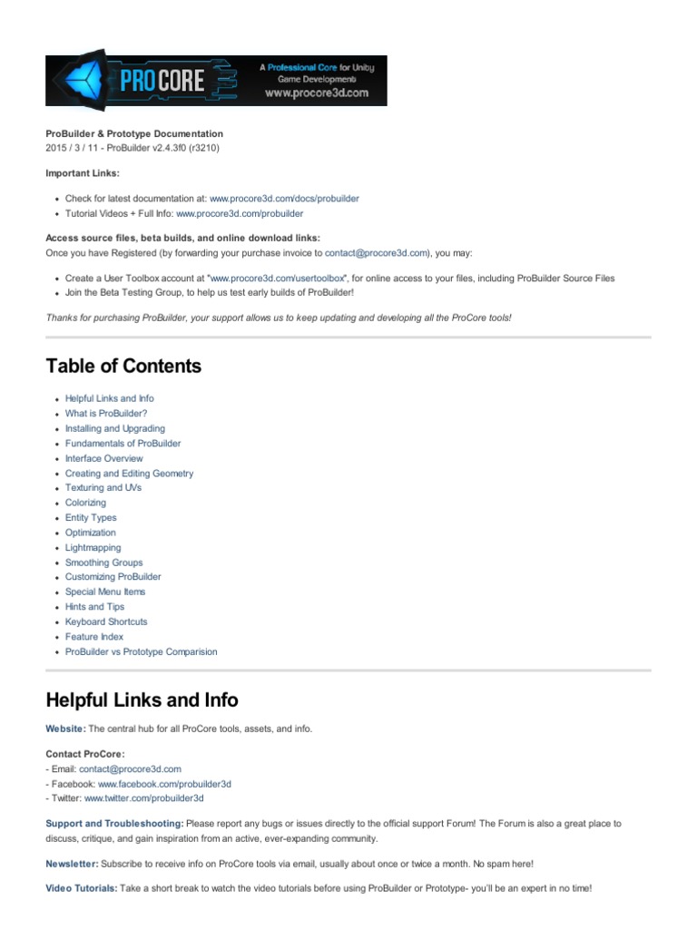 Pro Builder Documentation | PDF | Texture Mapping | Graphical User ...