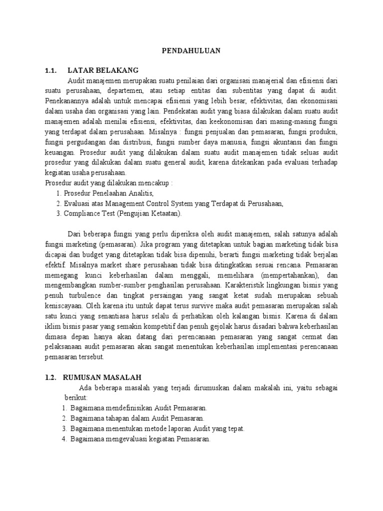 Audit Pemasaran | PDF | Bisnis