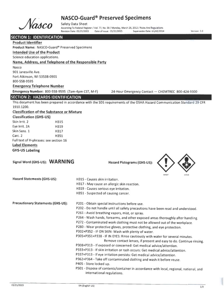 NASCO-Guard® Preserved Specimens: Section 1: Identification | PDF ...