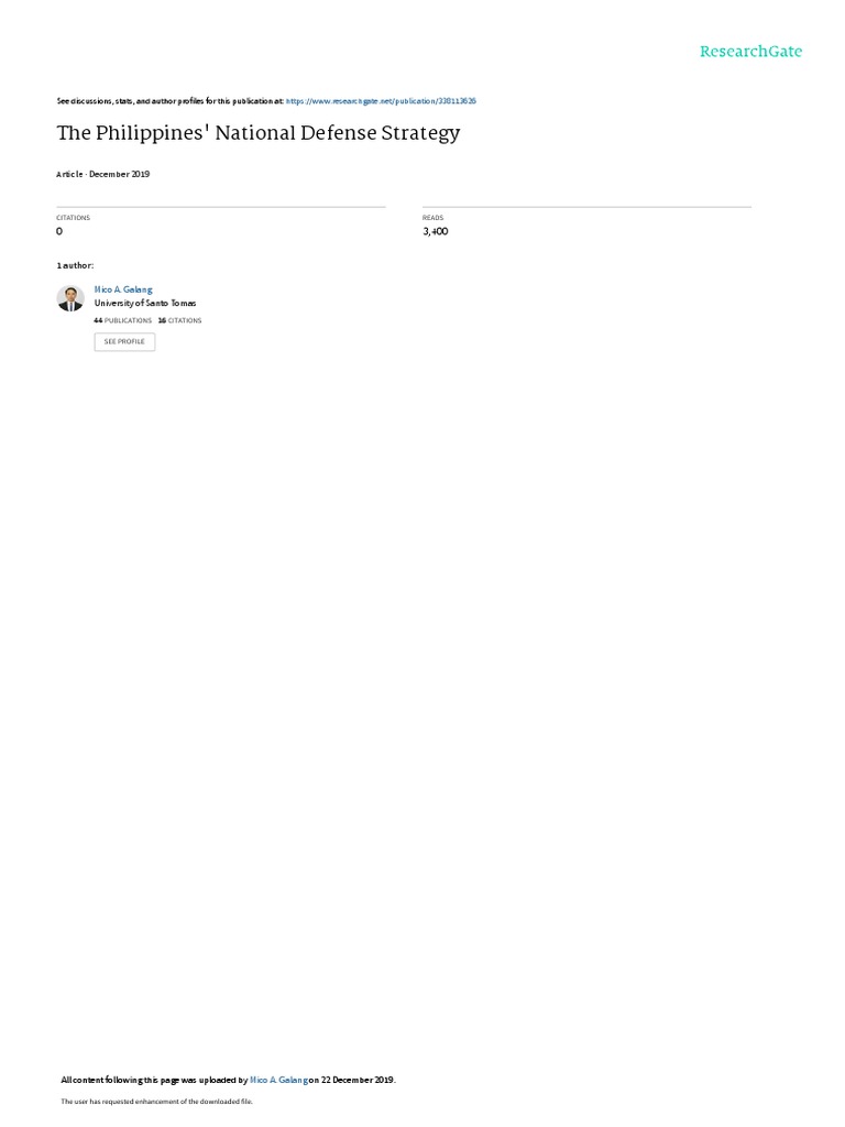 The Philippines' National Defense Strategy: December 2019 | PDF ...