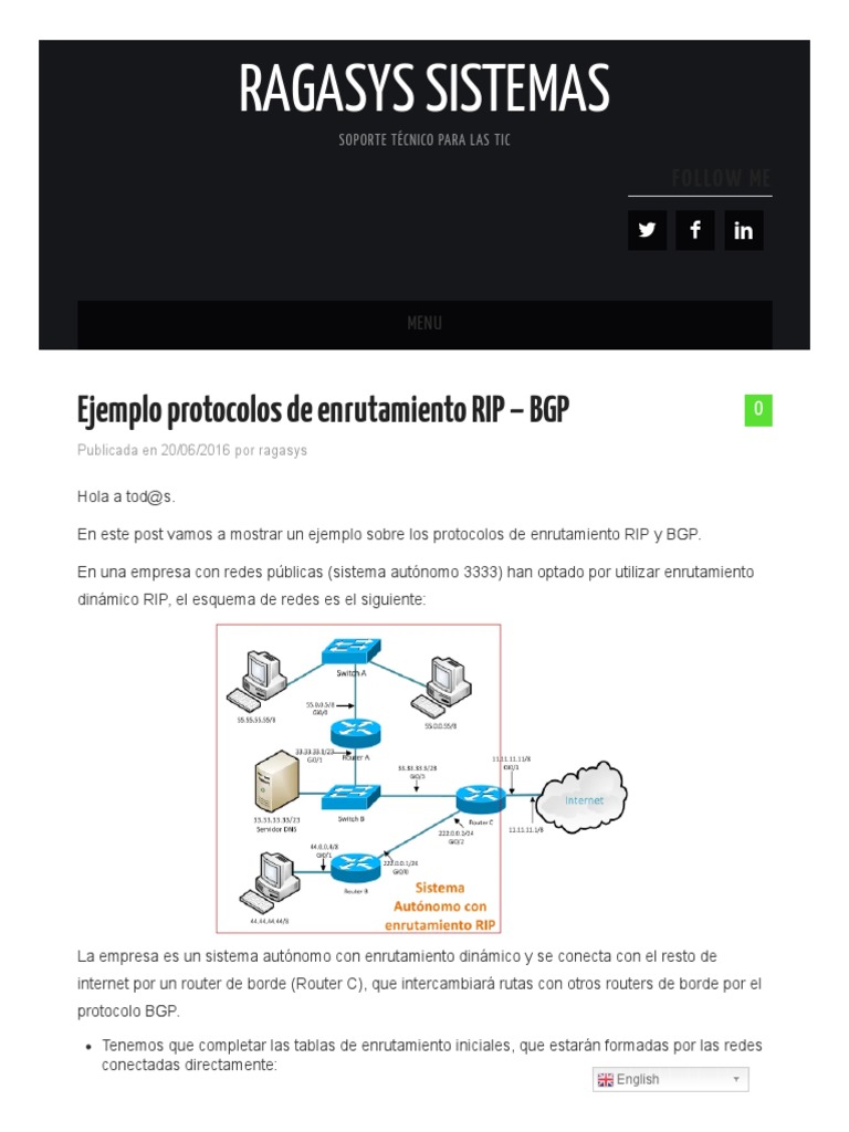 Ejemplo Protocolos de Enrutamiento RIP - BGP | PDF | Enrutador (Computación) | Ciencias de la ...
