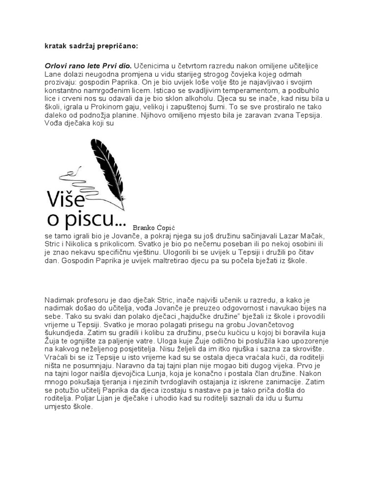 Orlovi Rano Lete | PDF