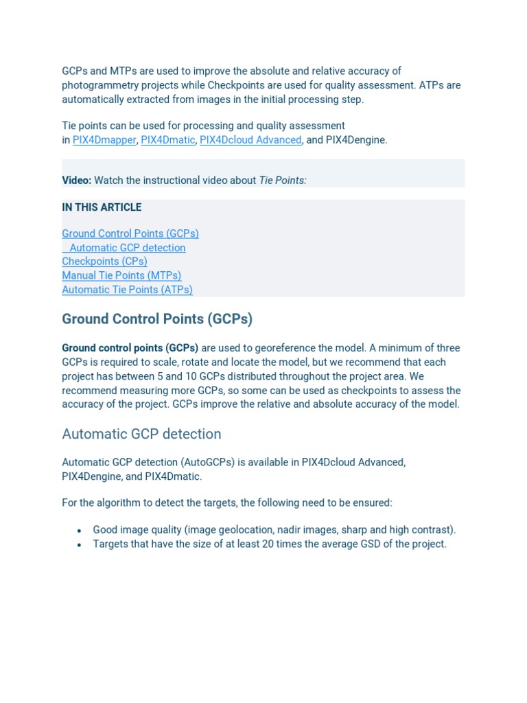 Ground Control Points (GCPS) : Automatic GCP Detection | PDF