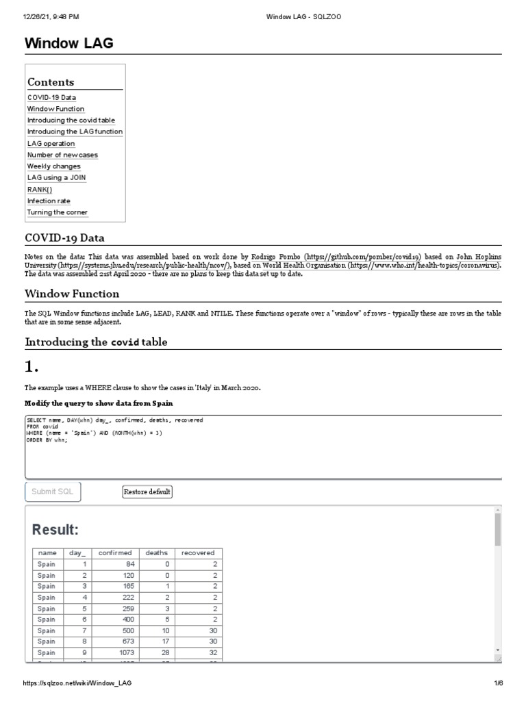 Window Lag - Sqlzoo | PDF | Microsoft Sql Server | Software